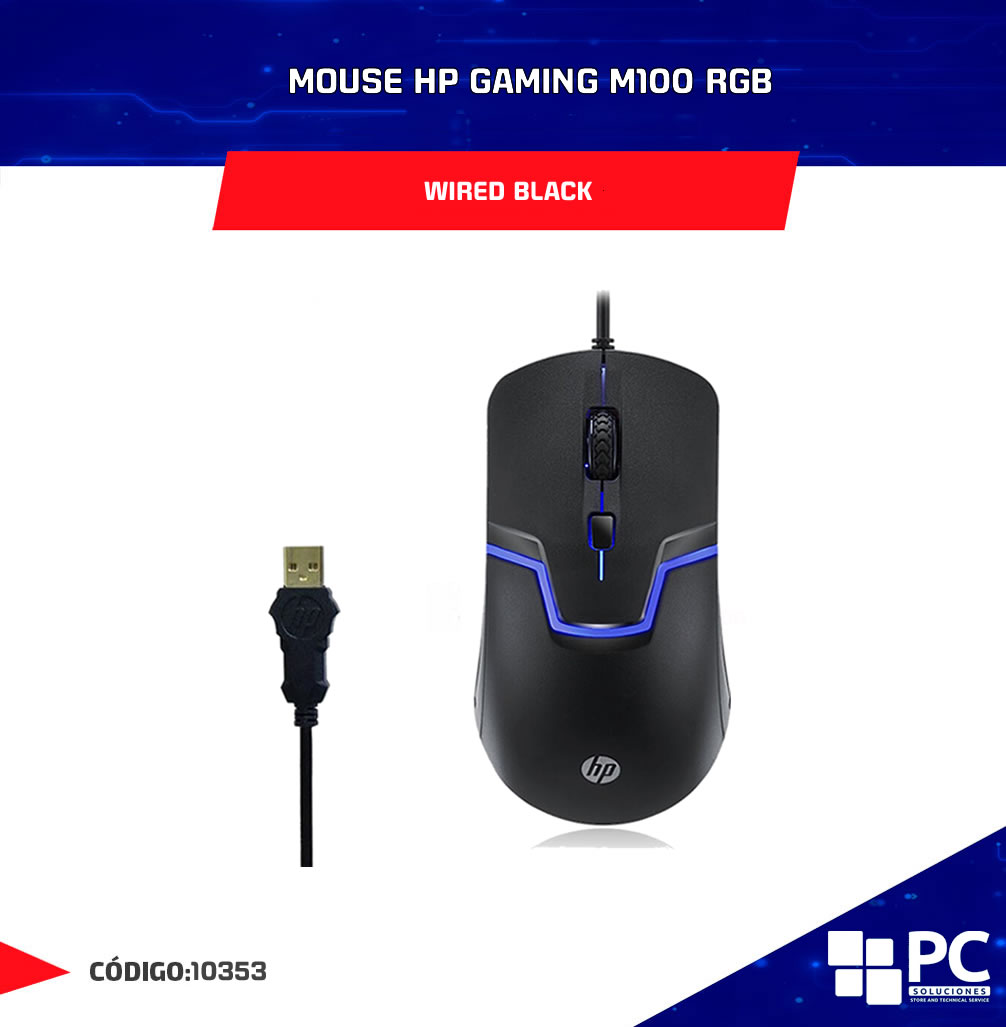 Mouse Hp Gaming M100 Rgb Wired Black - PC Soluciones Integrales
