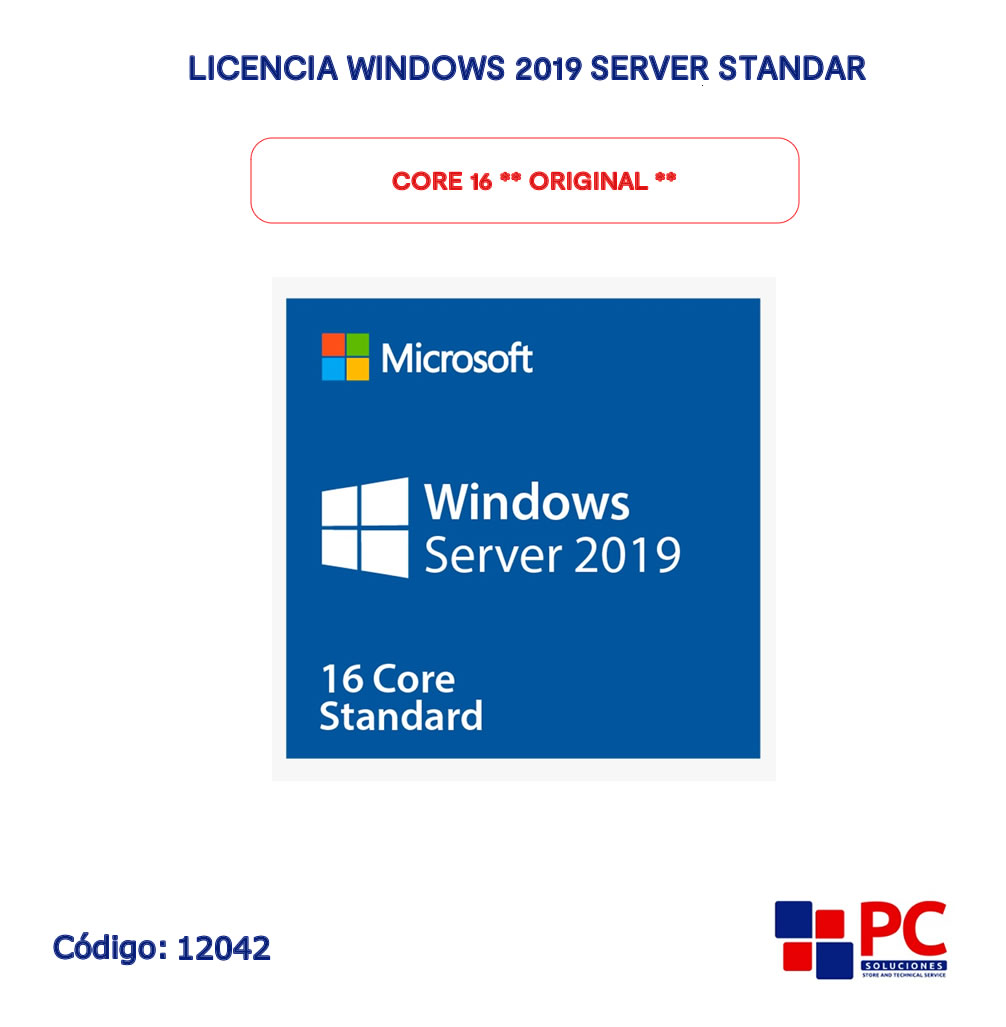 Licencia Windows 2019 Server Standar Core 16 ** Original ** - PC Soluciones Integrales